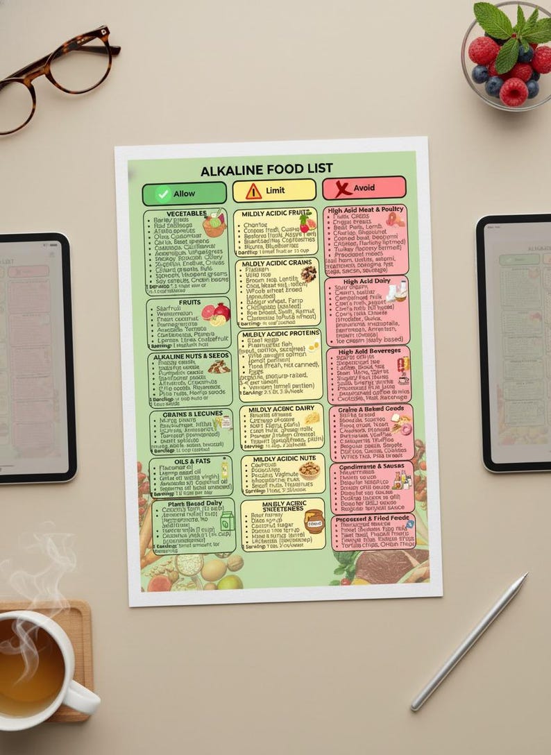 Alkaline Food List PDF | Alkaline Diet Meal Plan | Ph Balance Guide - Etsy