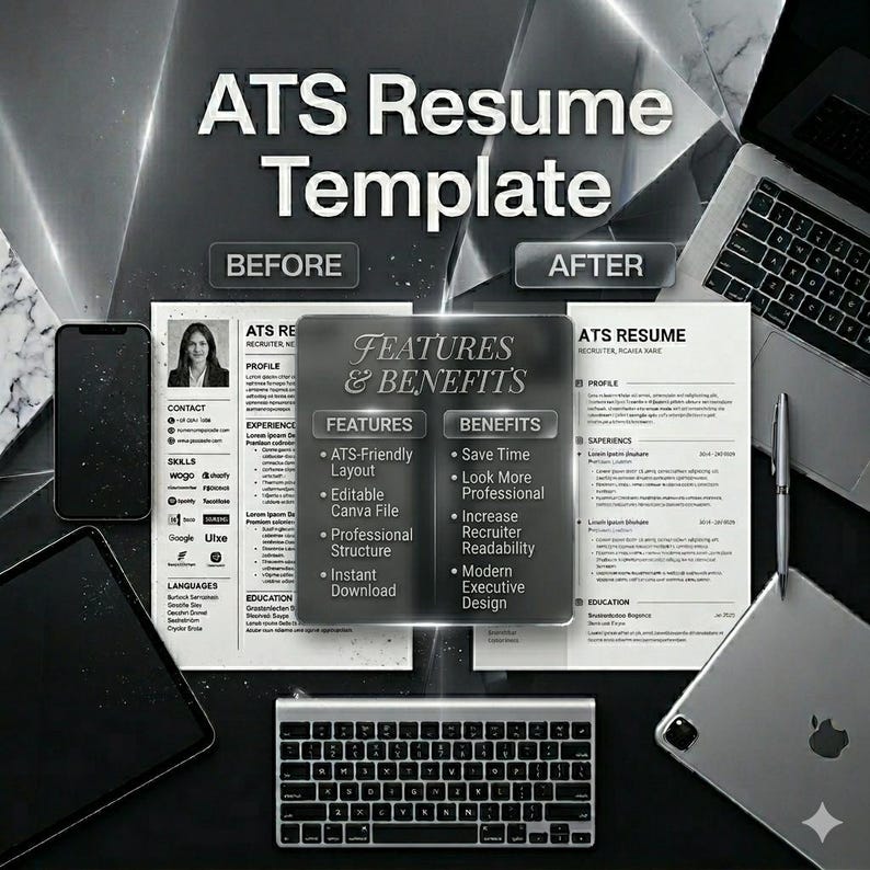 ATS Resume Template | Luxury Modern Canva CV Design (instant Download ...