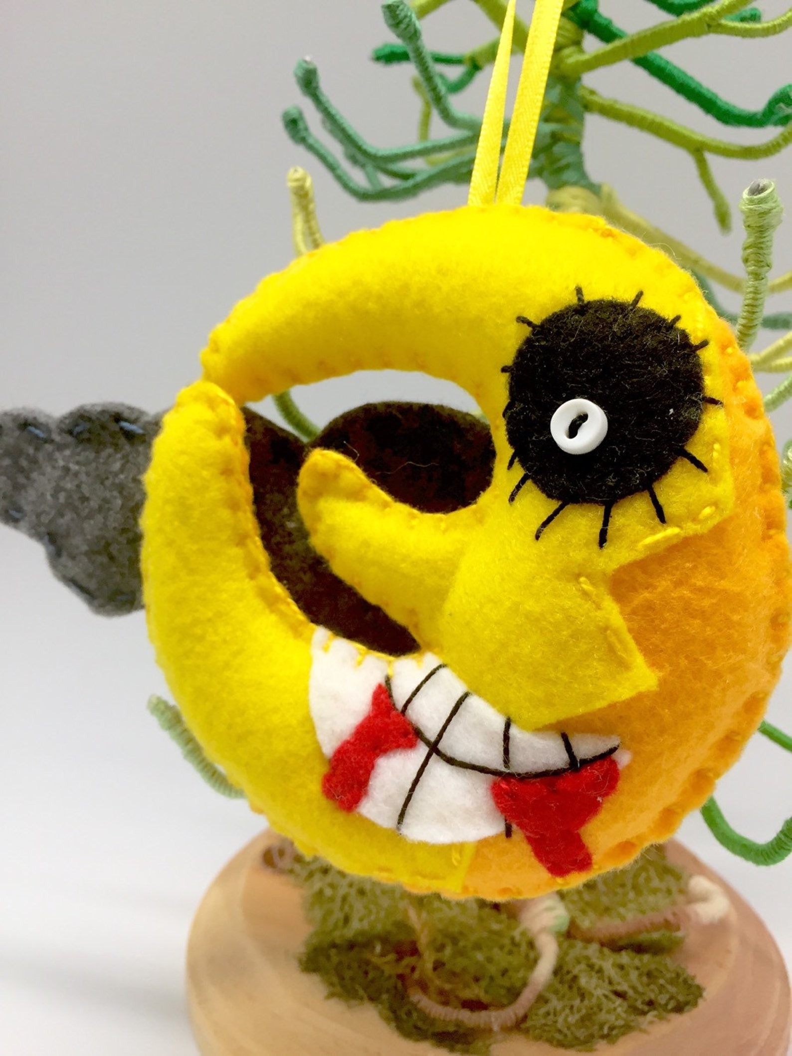 Evil Moon Ornament Creepy Moon Decor Spooky Half Moon | Etsy