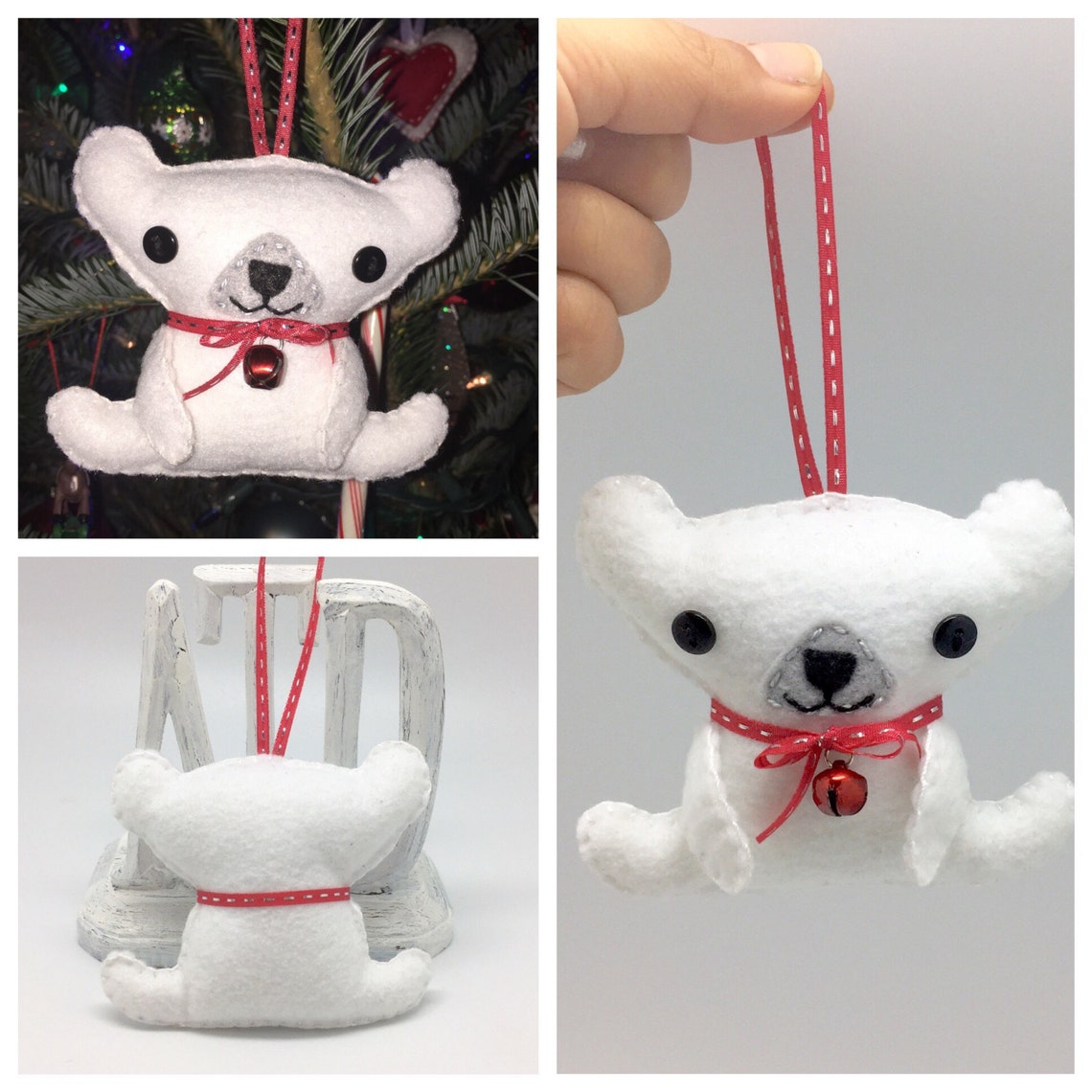 Felt Polar Bear Christmas ornament christmas tree North Pole | Etsy