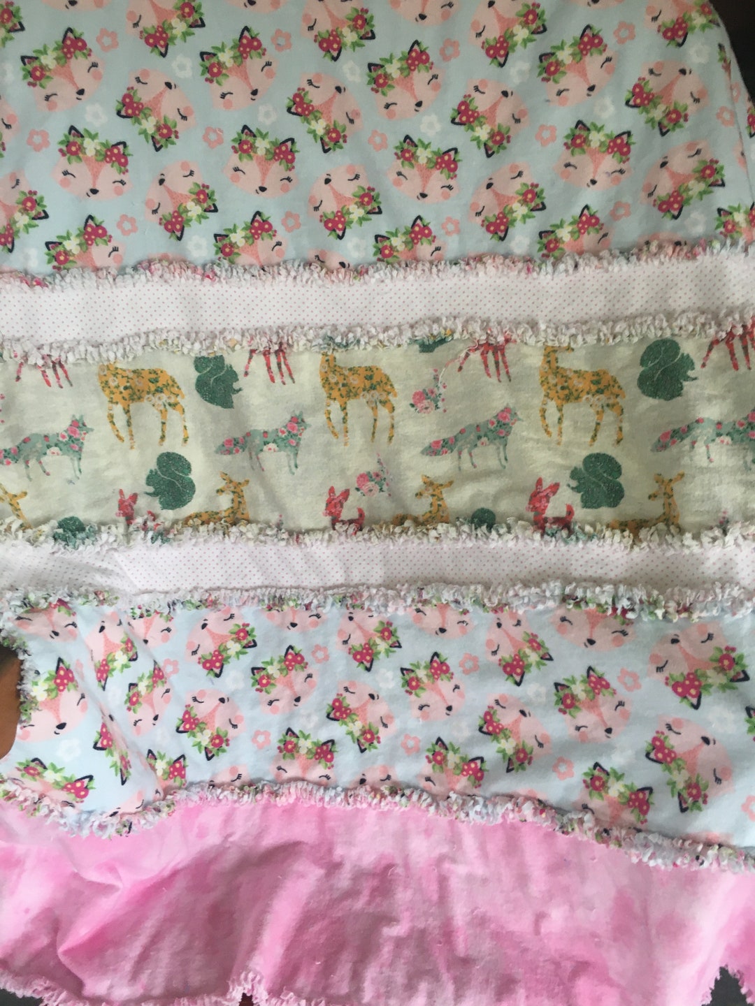 Woodland Animal Flannel Rag Quilt - Etsy