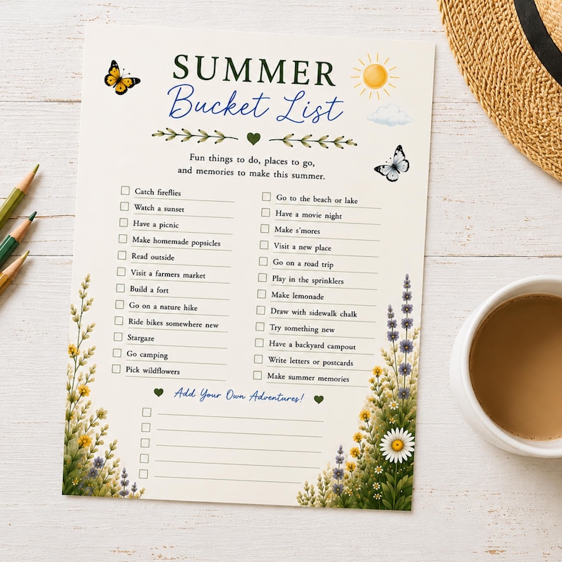 Summer Bucket List Printable Screen Free Summer Activities for Kids ...