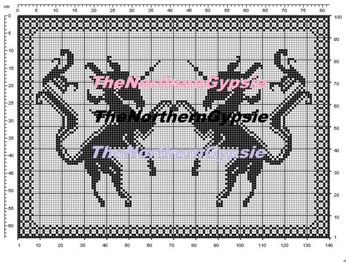 Filet Crochet Pattern 'dancing Unicorns', Instant Download Pdf. - Etsy
