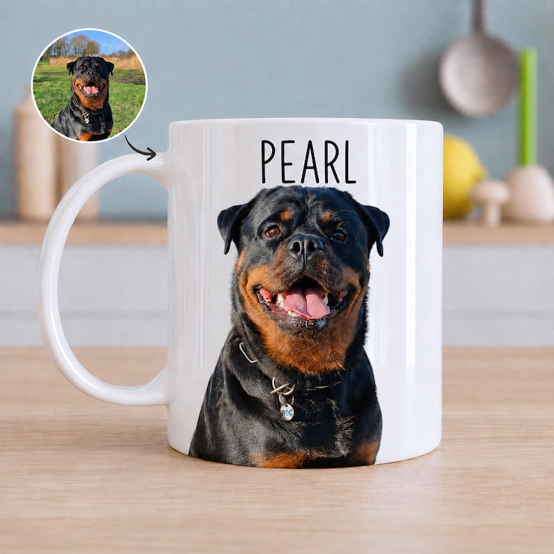 Custom Dog Face Mug, Personalized Dog Portrait Cup, Cat Lover Present ...