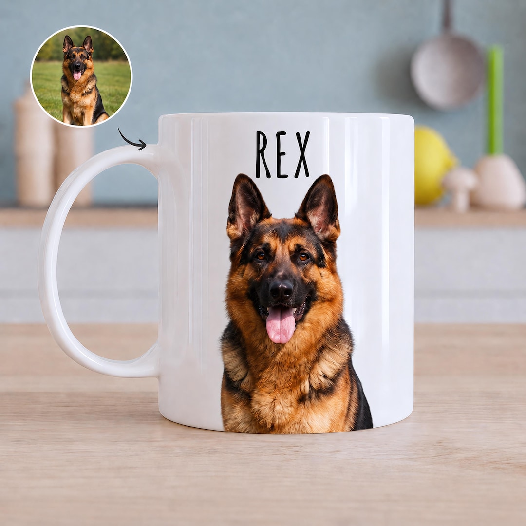Custom Dog Face Mug, Personalized Dog Portrait Cup, Cat Lover Present ...