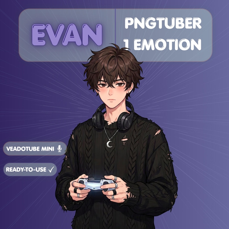 Dark Gamer Pngtuber Model, Anime Male E-boy Avatar, Alt Streamer ...