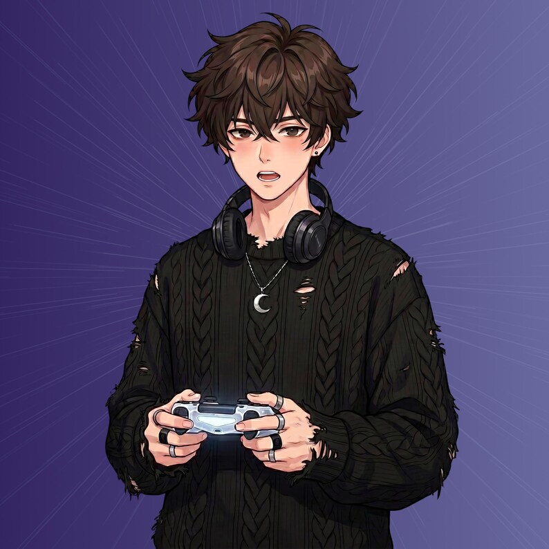 Dark Gamer Pngtuber Model, Anime Male E-boy Avatar, Alt Streamer ...