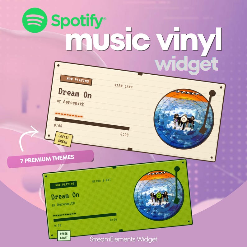 Twitch Music Player Widget OBS, Pixel Art Vinyl Stream Overlay, Spotify ...