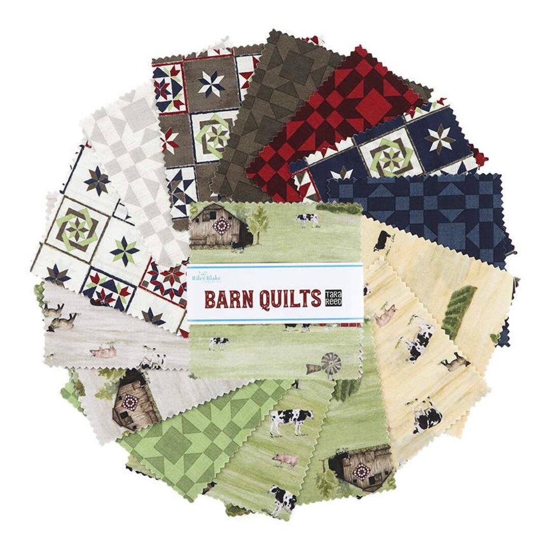 Quilt Fabric Squares, Green, Blue, Red, Charm Pack, Barn Quilts, Cows ...