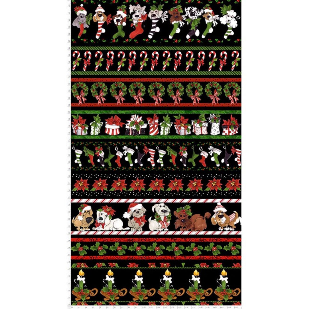 Holiday Dogs Borders Fabric Panel, Christmas Border, Loralei Designs ...