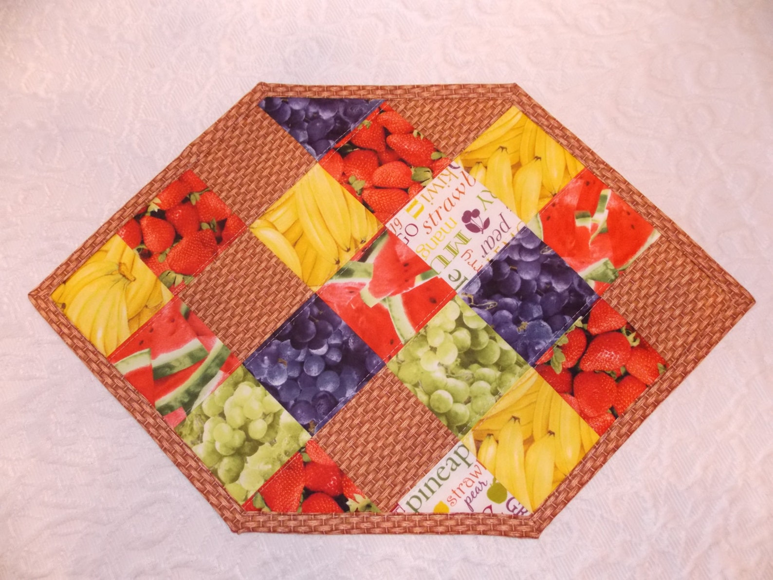 Placemats Quilted Set of 4 Red Yellow Blue Tan Brown | Etsy