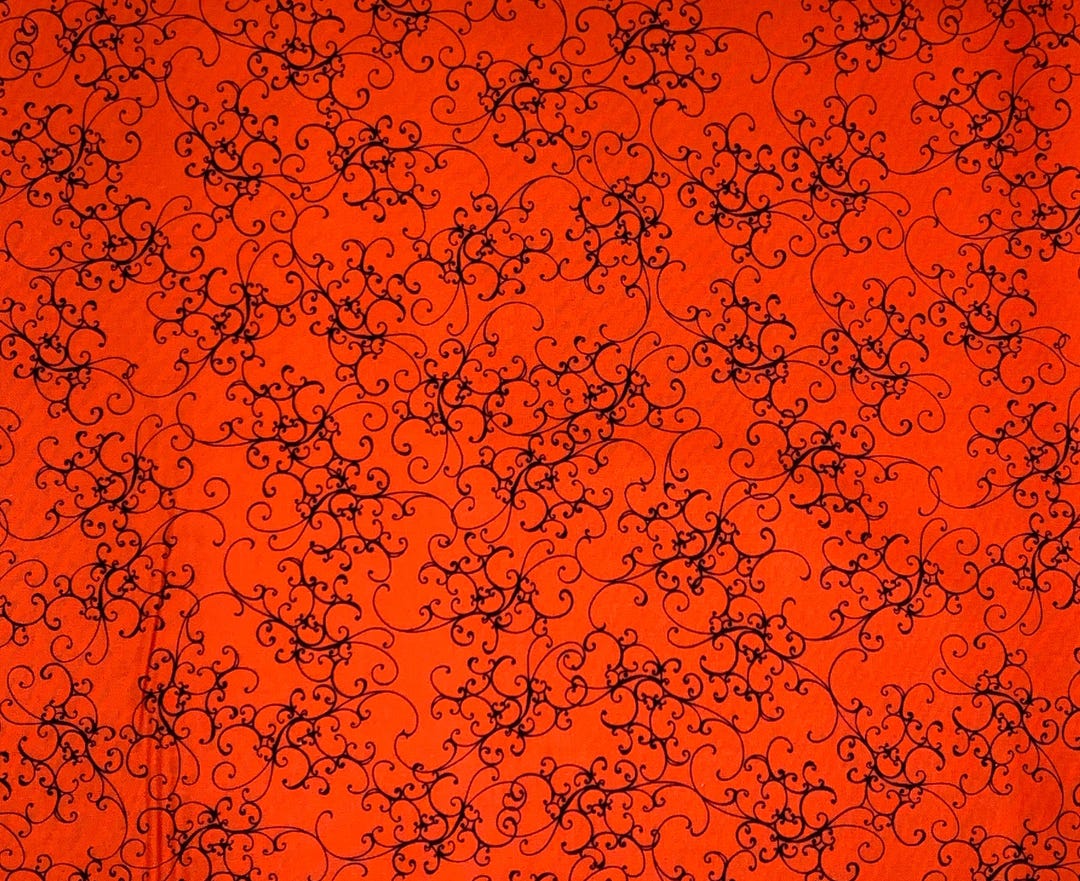 Red Black Elegant Scroll, Loralie Desisgns, Red Cotton Fabric, Yardage ...