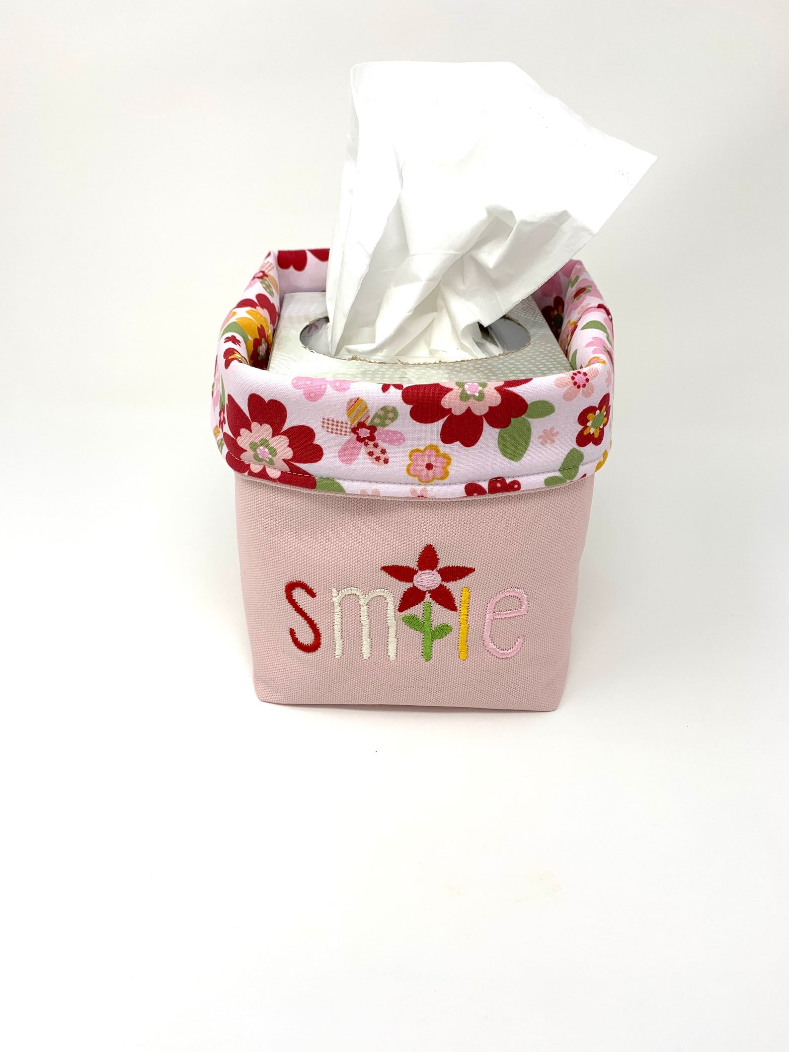 Fabric Bag Basket Reusable Tissue Box Holder Floral Smile - Etsy