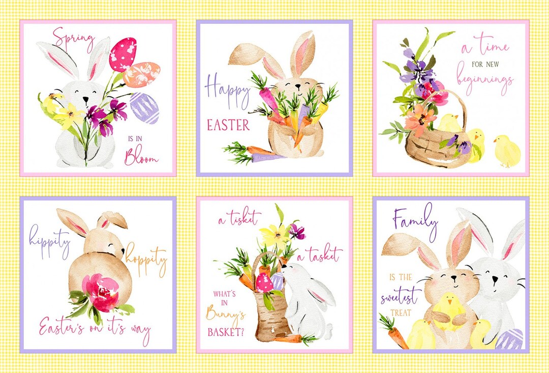Easter Spring Fabric Panel, Hoppy Easter, Beane Beesley Designs ...