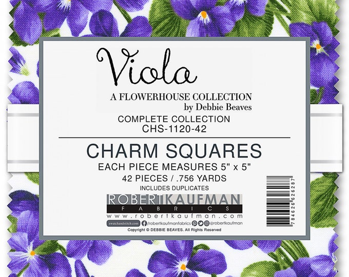 Purple Floral Fabric Squares, Charm Pack, Viola, 42 Fabric Squares ...