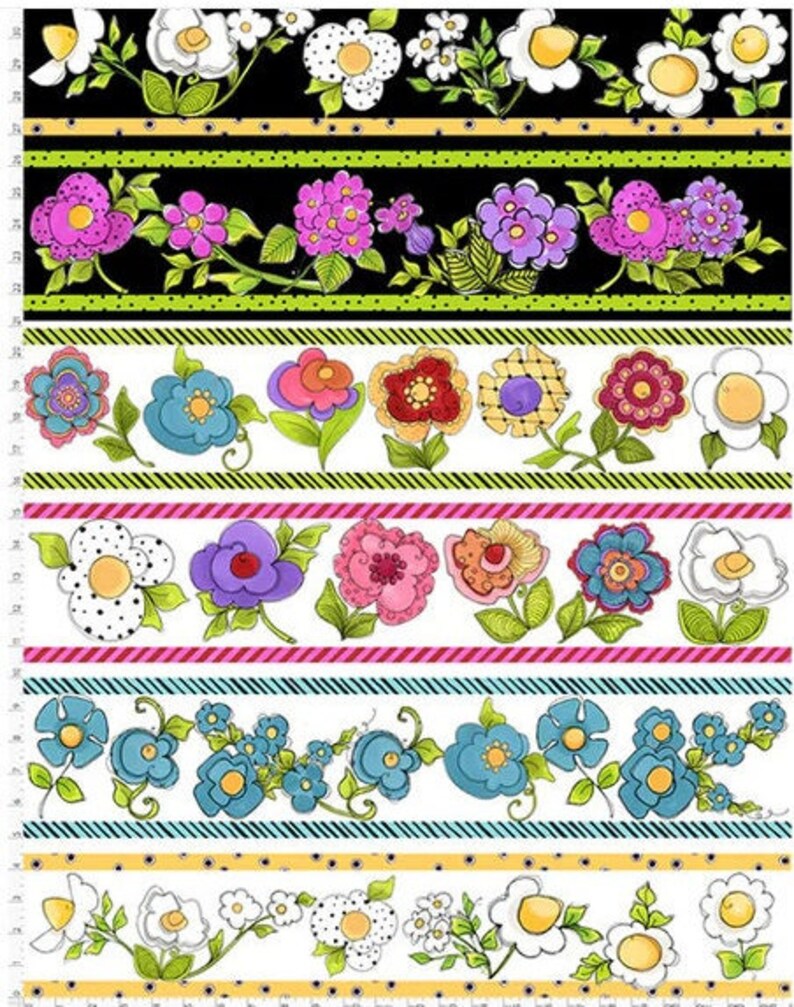 Flower Girl Borders Fabric Loralie Desisgns Yardage - Etsy