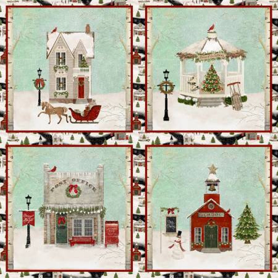 Christmas Fabric Panel, Multi Home for the Holidays, Winter Panel ...