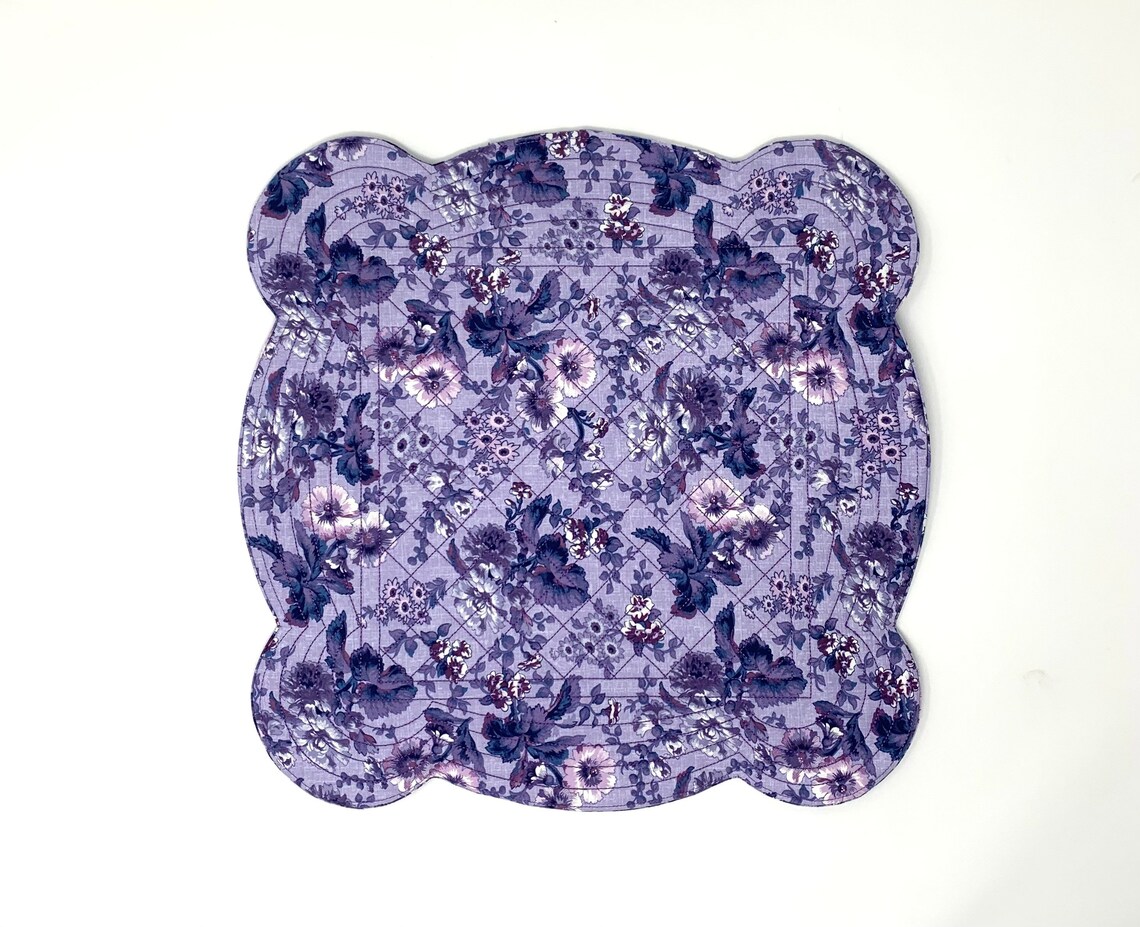Shabby Chic Purple Scalloped Place Mats Set of 2 Floral - Etsy