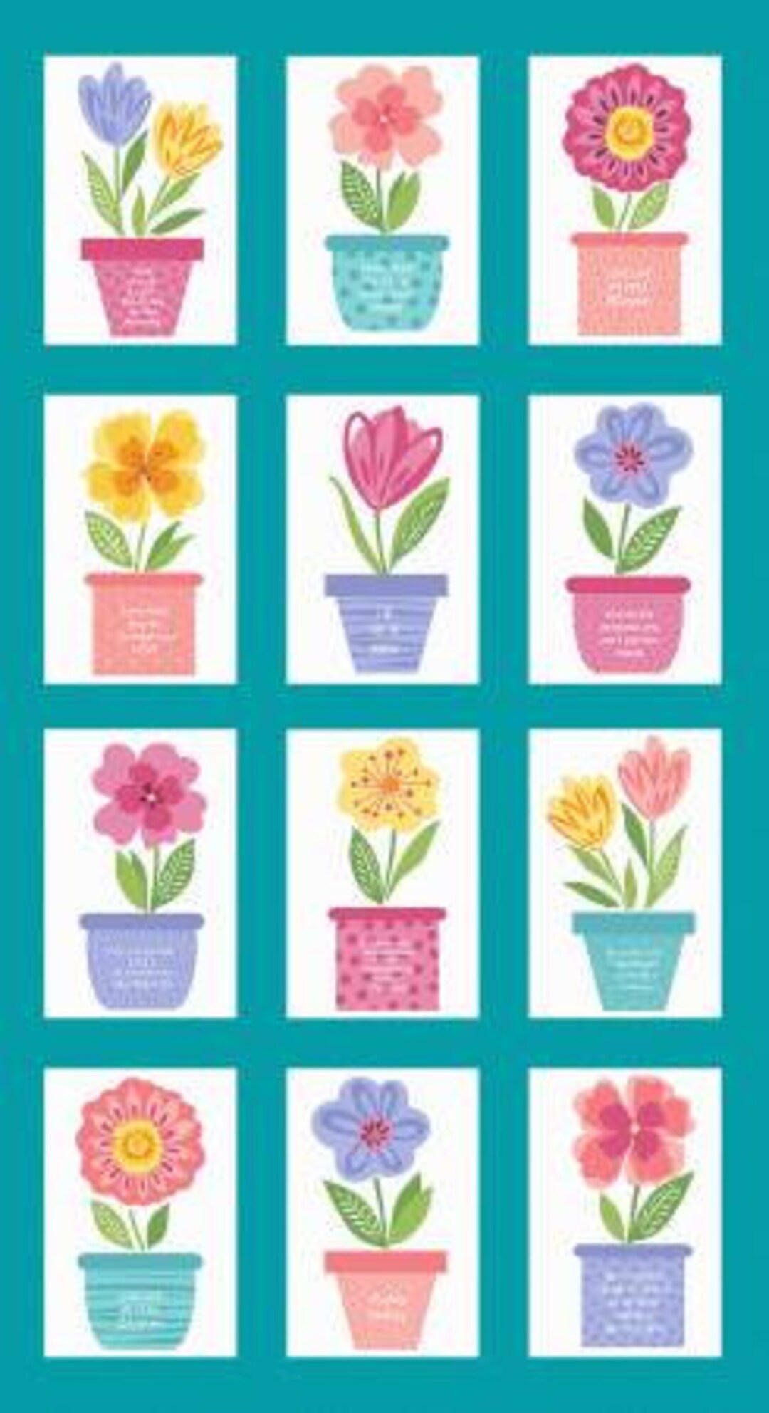 Flower Fabric Panel, Full Bloom Panel, Turquoise, Blue, Pink, Contempo ...