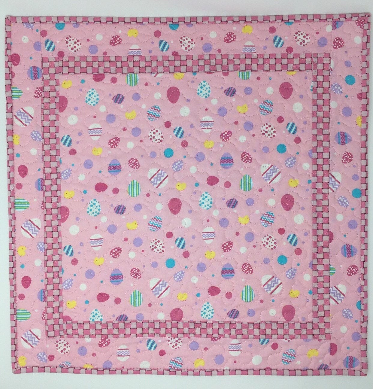 Easter Table Runner Table Topper Square Quilt Pink Yellow | Etsy