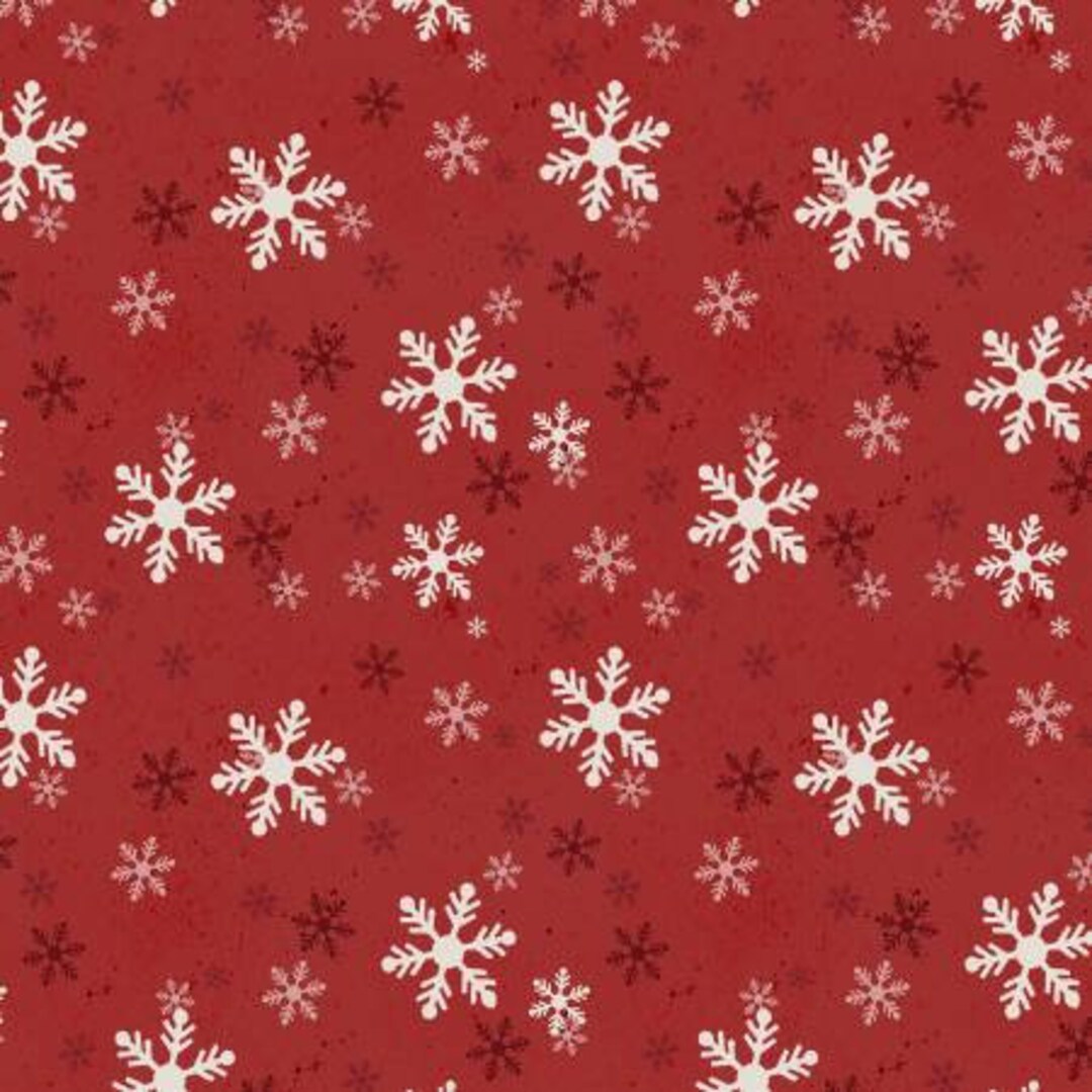 Christmas Fabric Red Snowflakes Postcard Christmas Red - Etsy