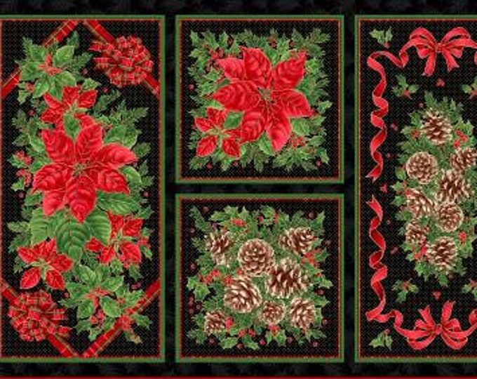 Evergreen Bows Panel , Evergreen Bows Labels, Metallic, Maywood Studio ...