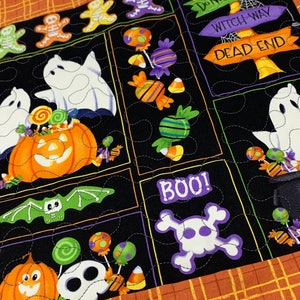 Halloween Quilt, Small 16x16, Ghosts, Pumpkins, Orange, Purple, Black ...