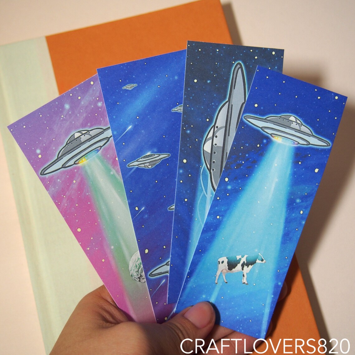 Space Bookmark Funny UFO Laminated Bookmarks Colorful Cute - Etsy
