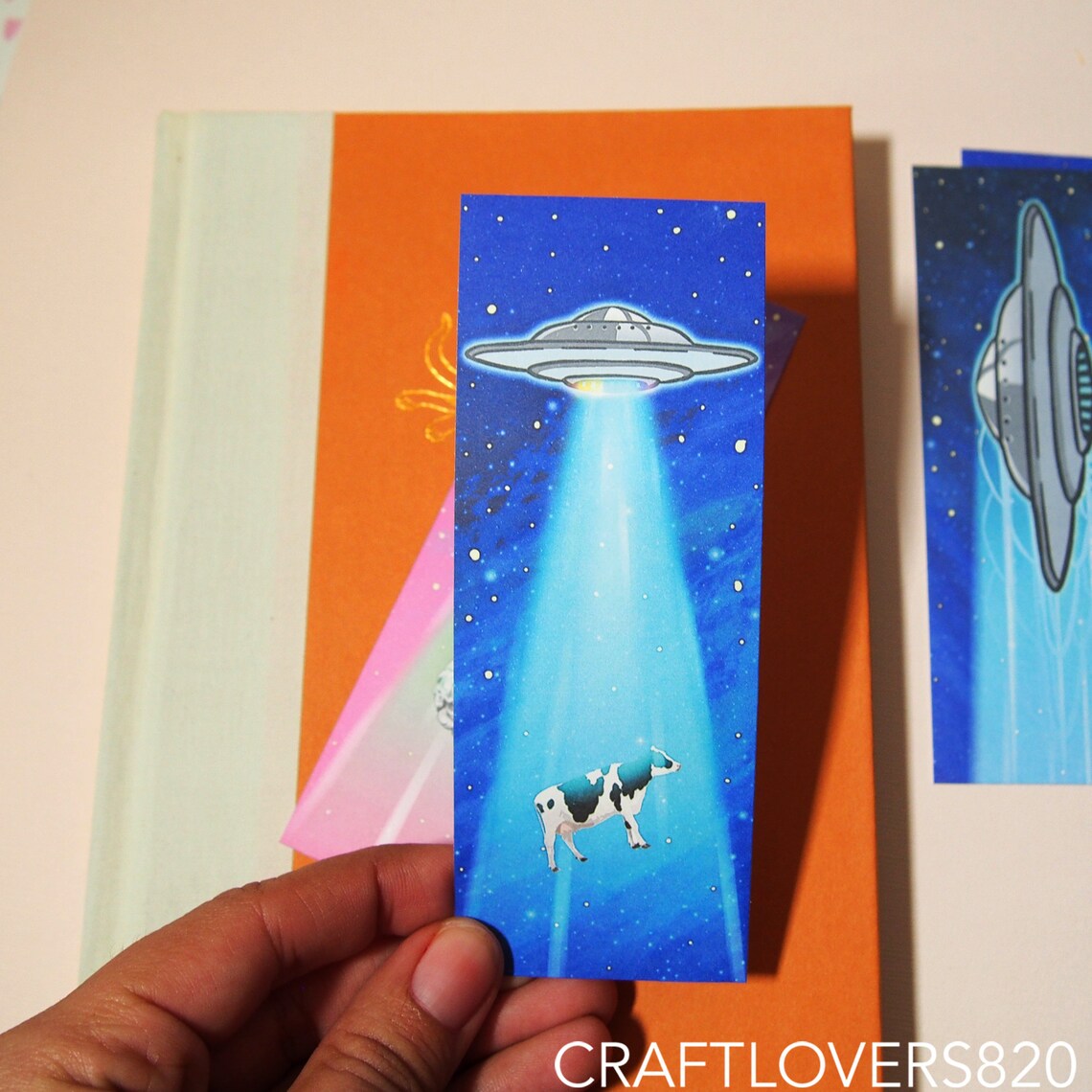 Space Bookmark Funny UFO Laminated Bookmarks Colorful Cute - Etsy