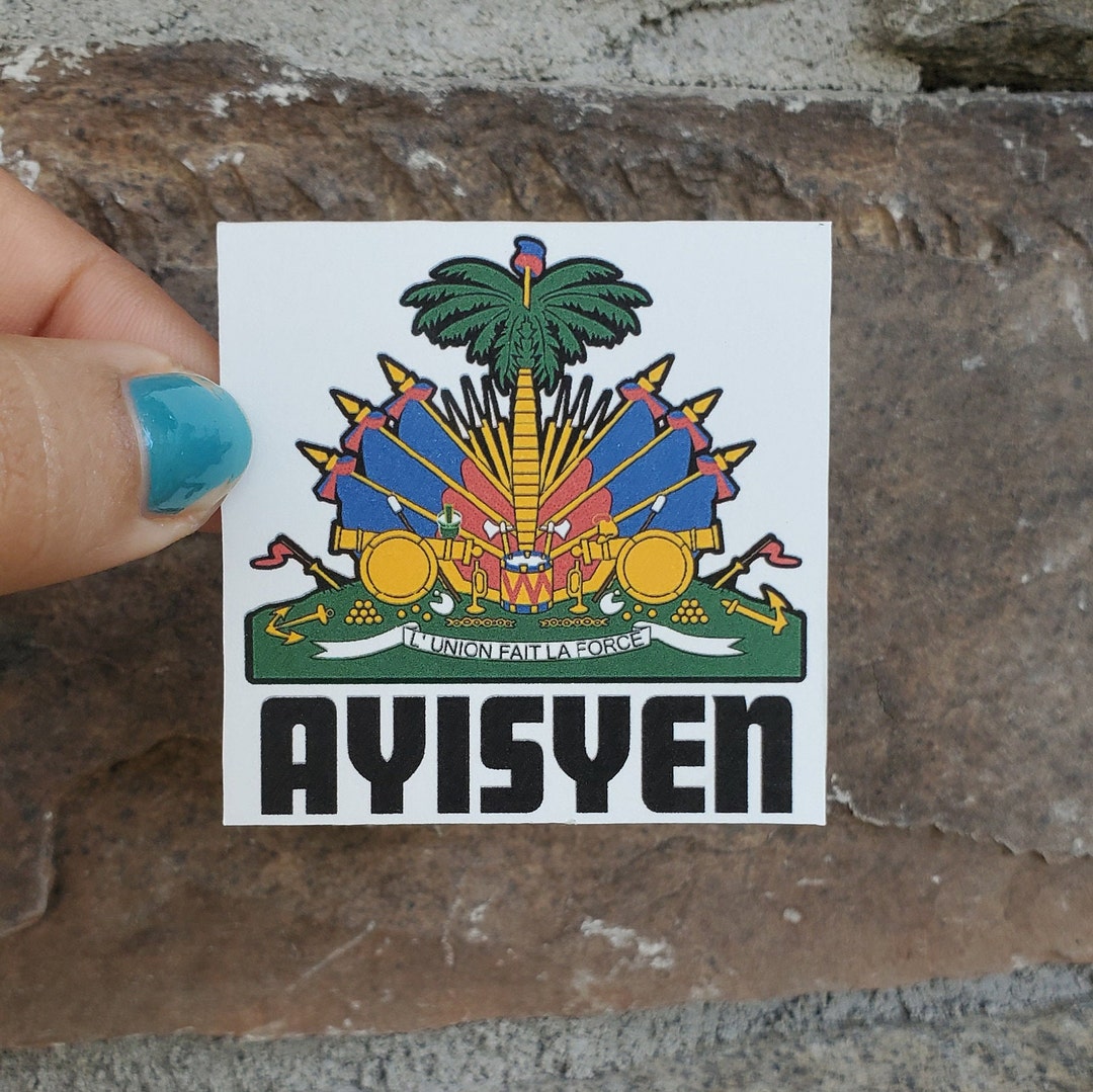 Haitian Flag Hand Cut Stickers | Haiti Flag Coat of Arms Water Bottle ...