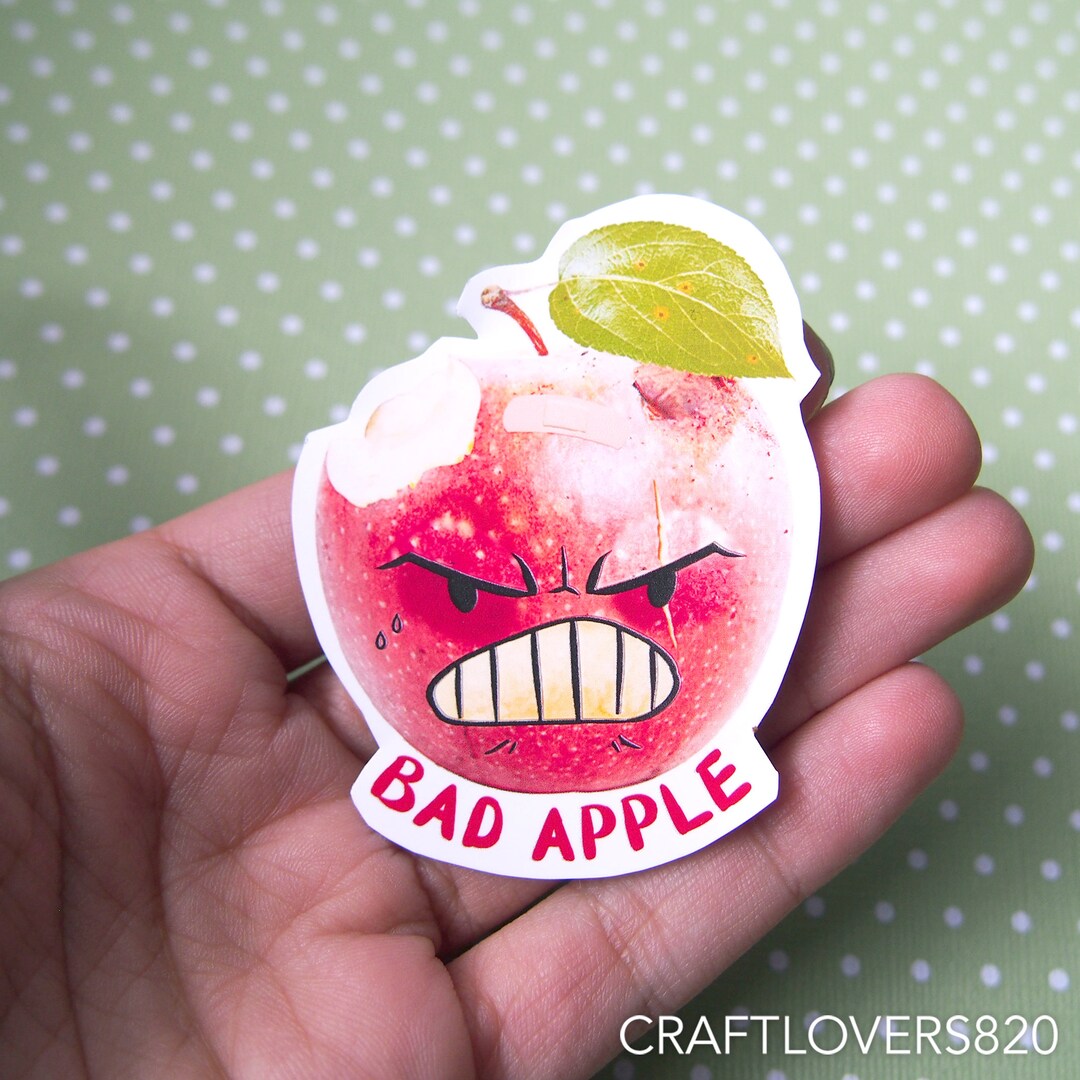 Bad Apple Hand Cut Stickers | Funny Red Apple Vinyl Decals | Mad Angry ...