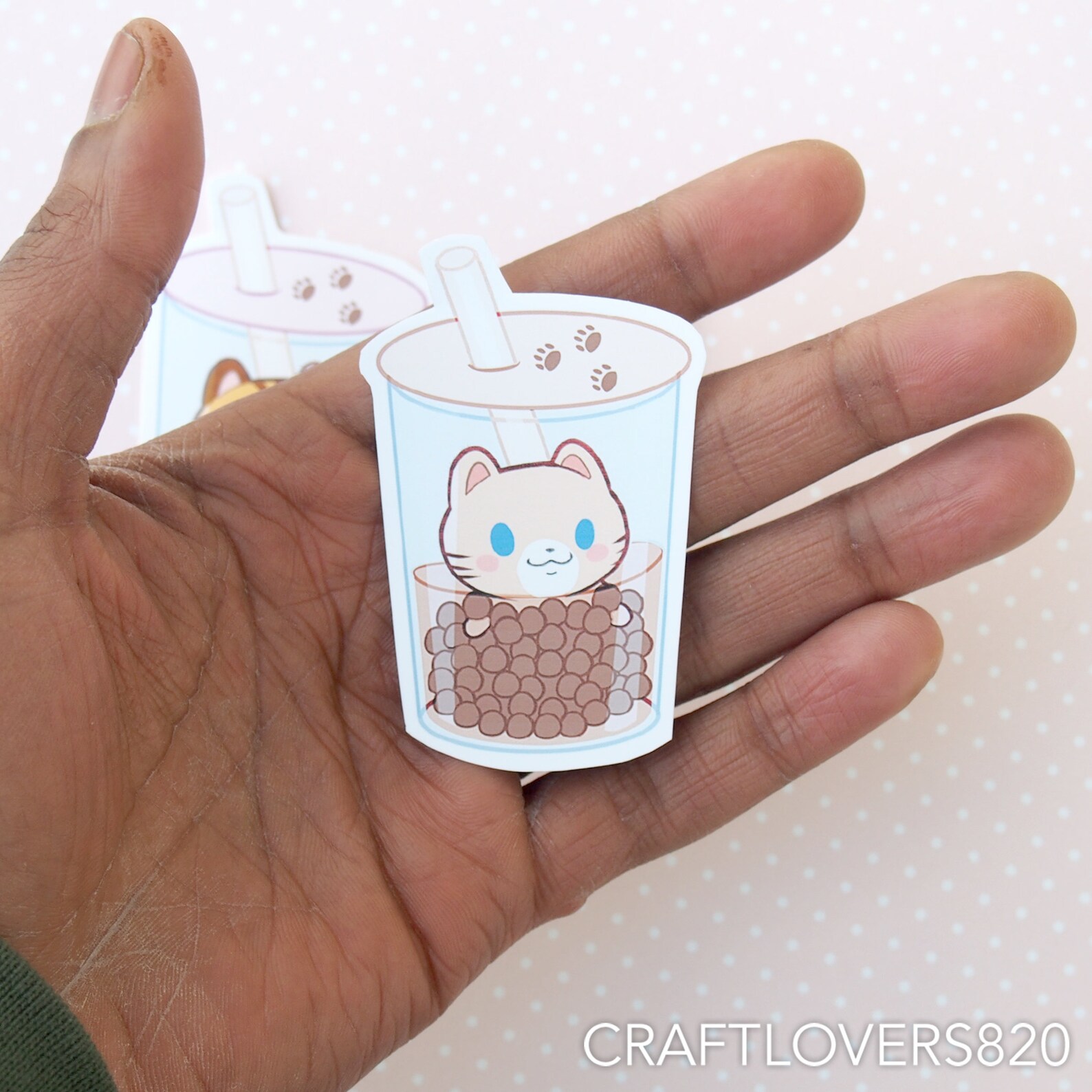 Cat Bubble Tea Sticker | Cat Boba Tea Stickers | Hand Cut Stickers ...