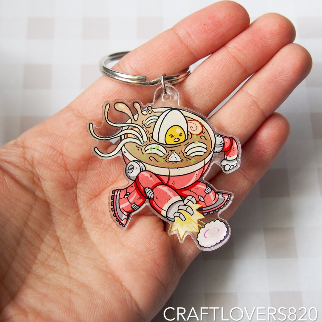 Ramen Noodle Soup Clear Acrylic Keychain | 2in Ramen Noodle Bowl Key ...