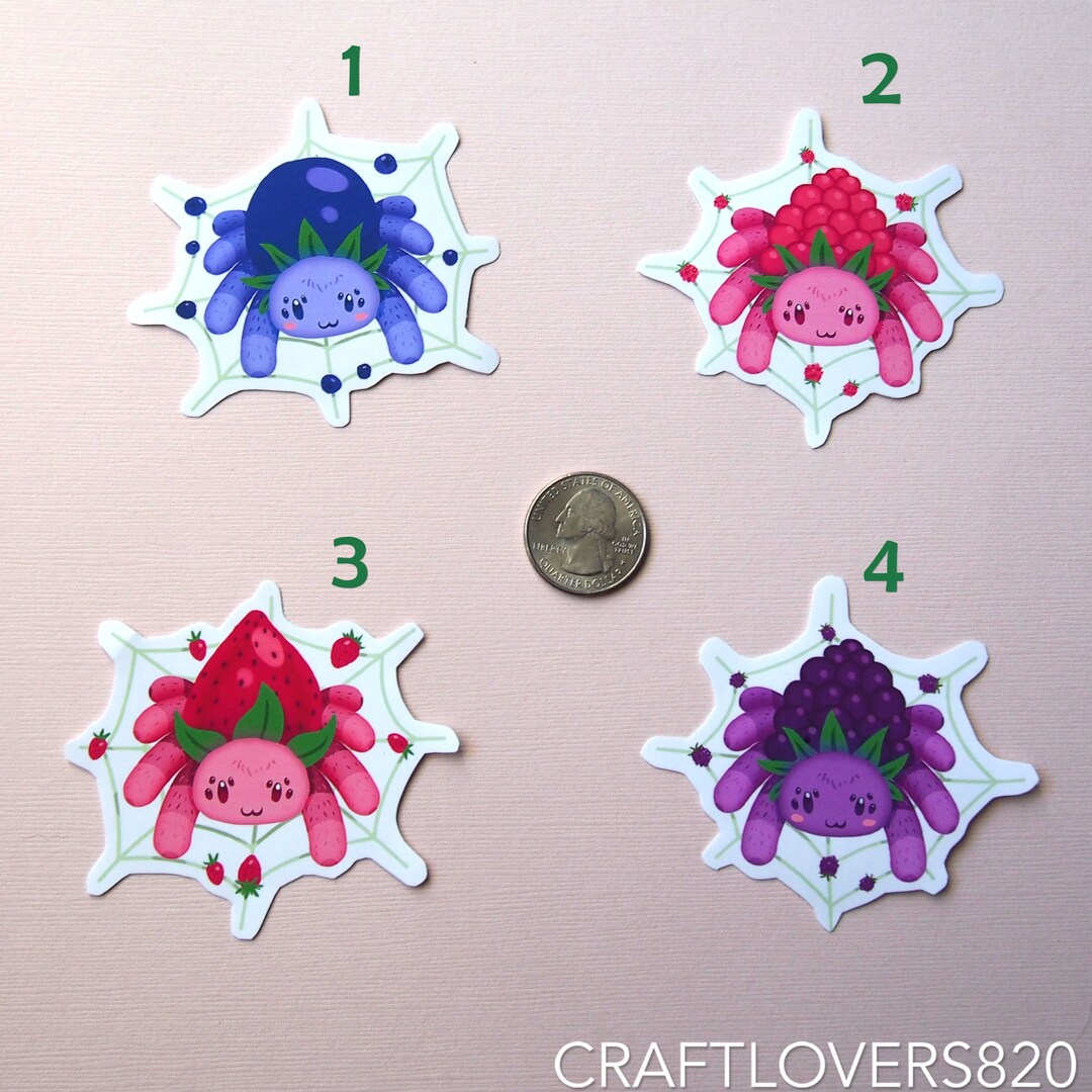 Kawaii Fruit Spider Stickers Strawberry Blueberry Blackberry - Etsy