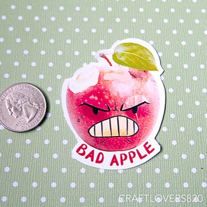 Bad Apple Hand Cut Stickers | Funny Red Apple Vinyl Decals | Mad Angry ...