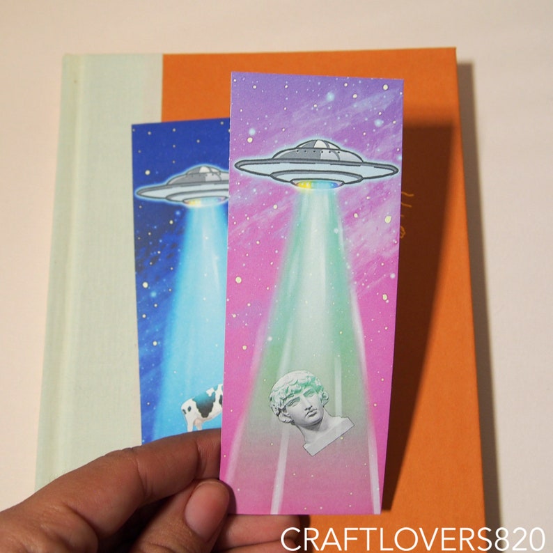 Space Bookmark Funny UFO Laminated Bookmarks Colorful Cute - Etsy