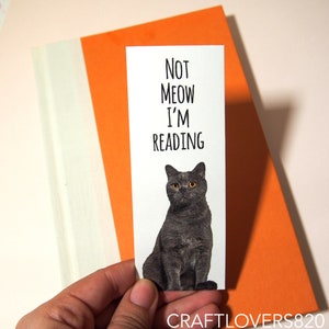 Not Meow I'm Reading Bookmark | Cat Lover Gift | Book Lover Gift ...