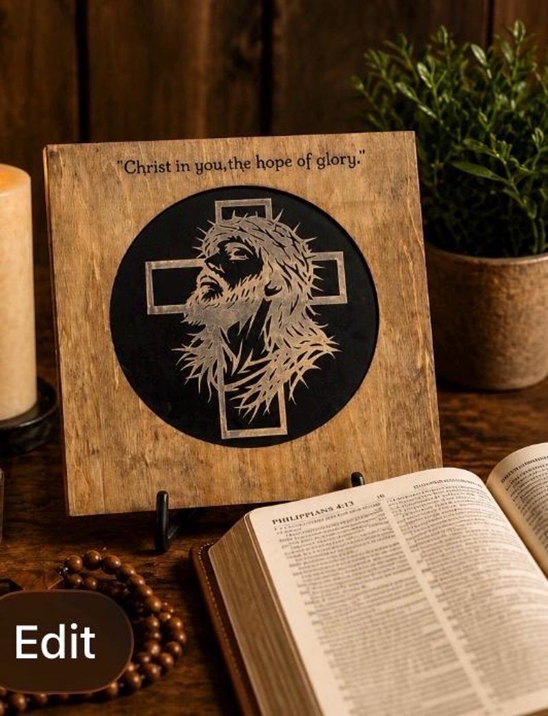 Laser Engraved Wood Cross Sign – Christ in You Hope of Glory ...