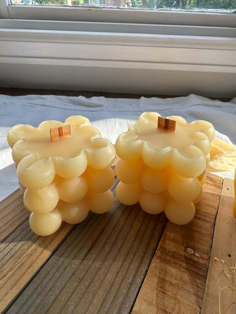 Handmade Beeswax Candle | Lemon Essential Oil | Wood Wick Home ...