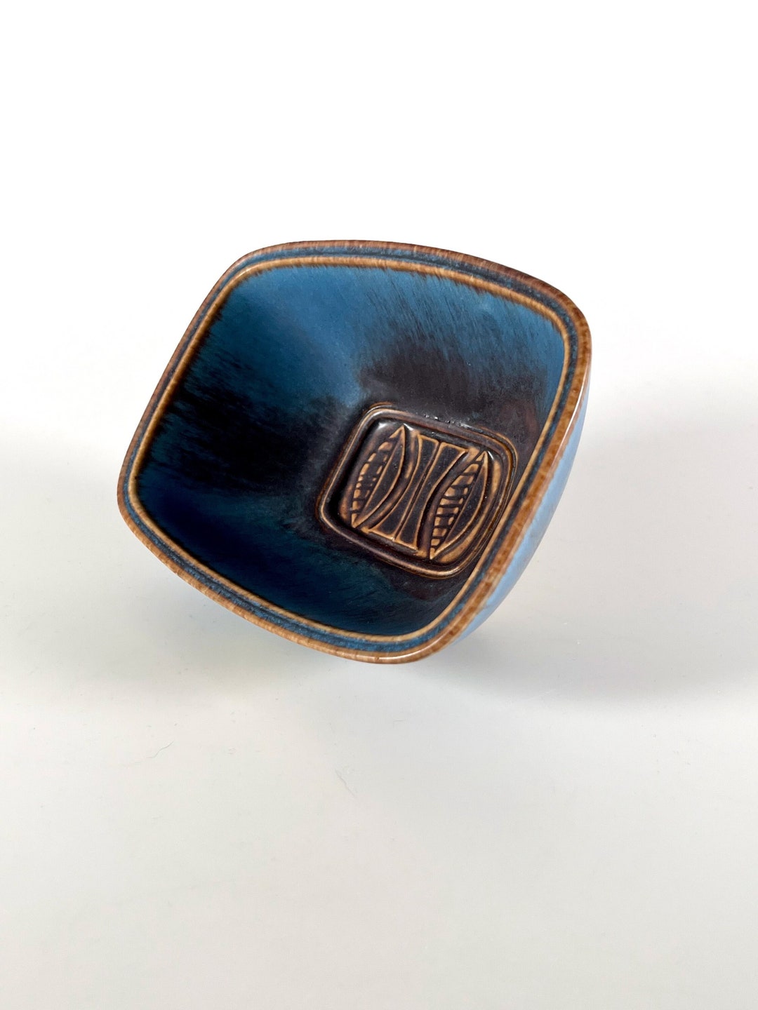 Rorstrand Swedish Blue Pottery Dish NSR Gunnar Nylund Stoneware Bowl ...