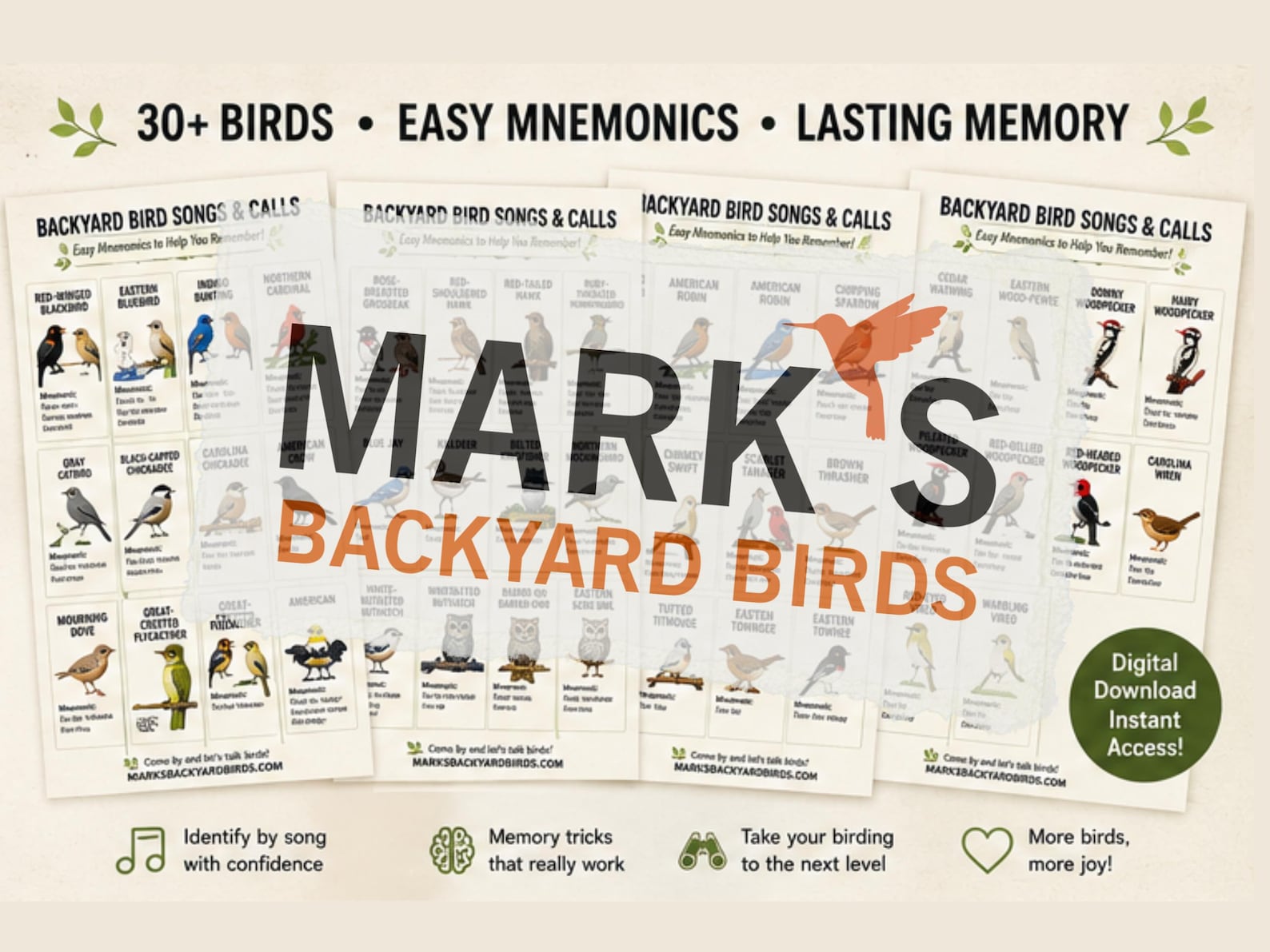 Bird Song Mnemonic Guide | Backyard Bird Calls Identification Chart ...