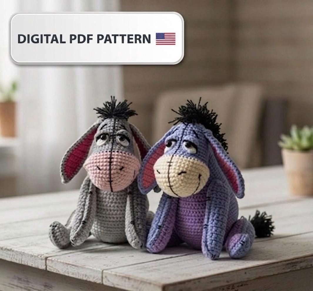 Amigurumi Donkey Crochet Pattern PDF, Stuffed Animal Plushie Tutorial ...