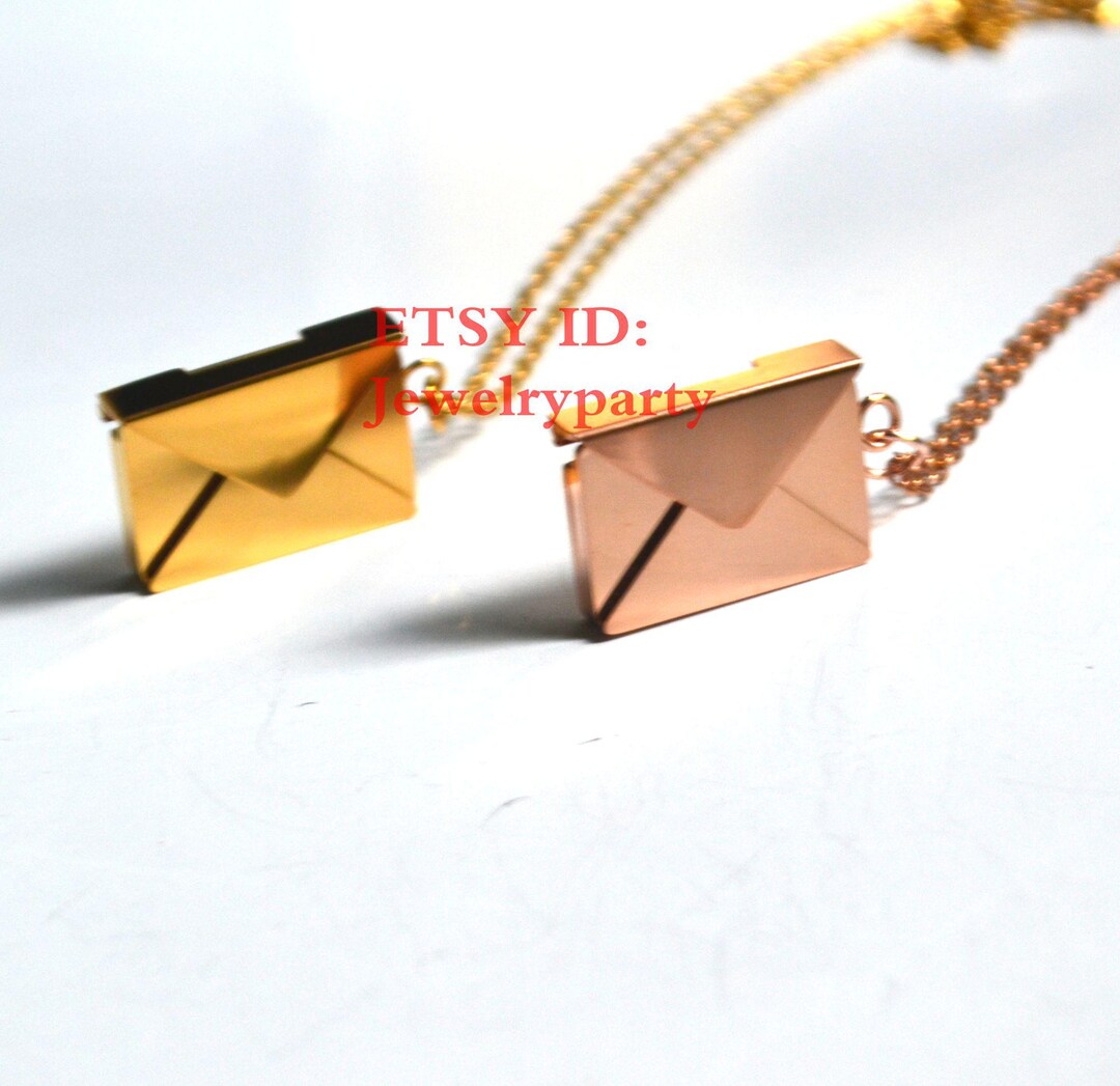 2pcs Envelope Necklace, Gold Mail Couple Necklace, Custom Name Envelope ...
