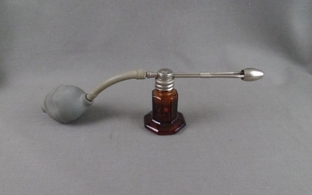 Vintage Atomizer, Spray Bottle, Brown Glass, Silver Tip, Bulb Atomizer ...
