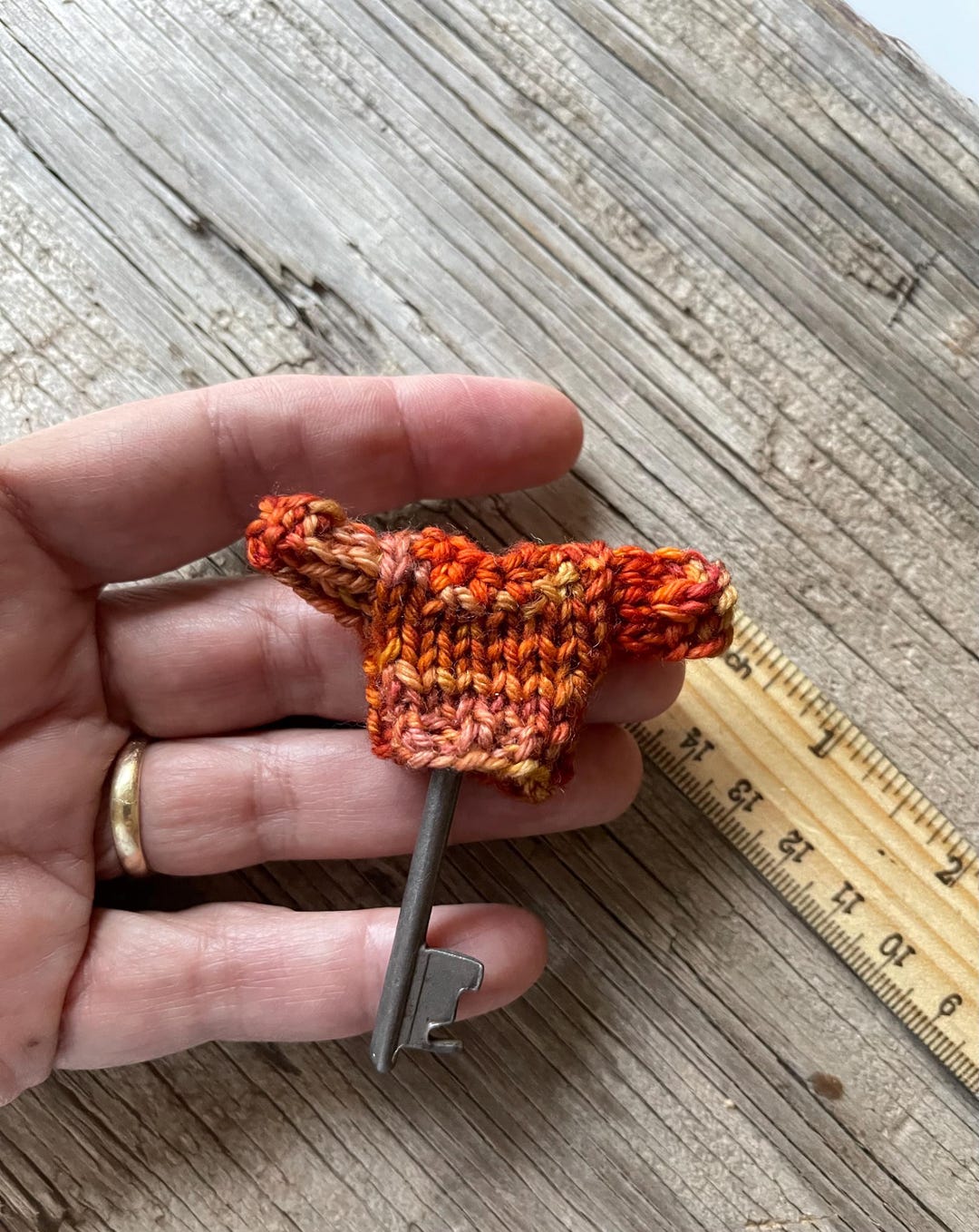 Orange Key Sweater- 1 Inch Across Chest- Handmade Tiny Sweater- Unique ...