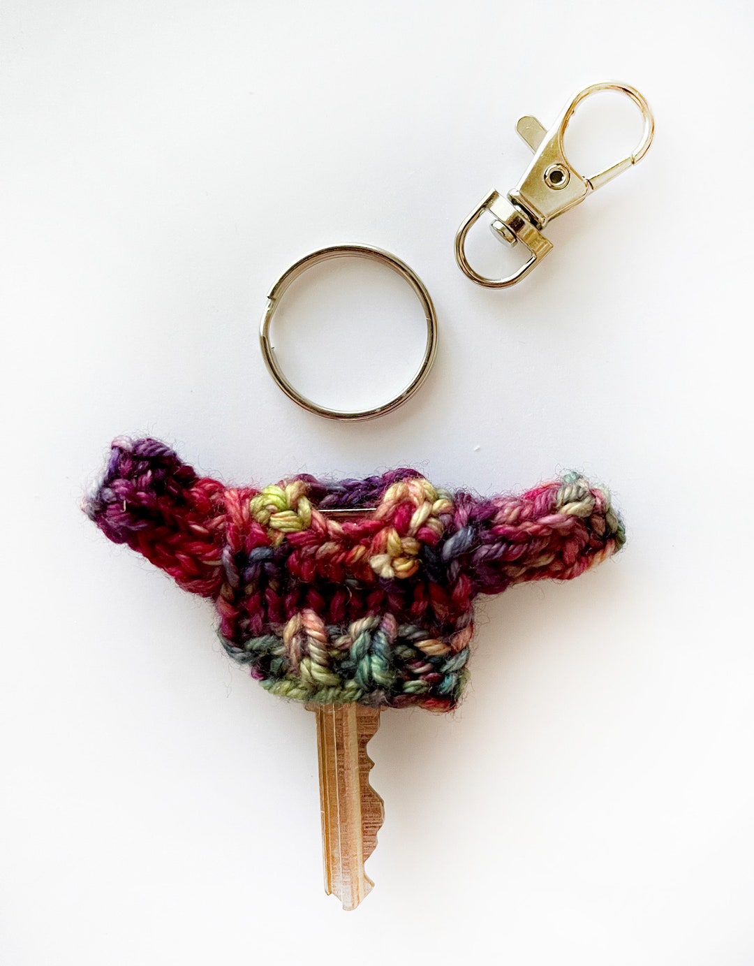 Key Sweater- Red Multicolor- Handmade Tiny Sweater- Knitted Charm ...