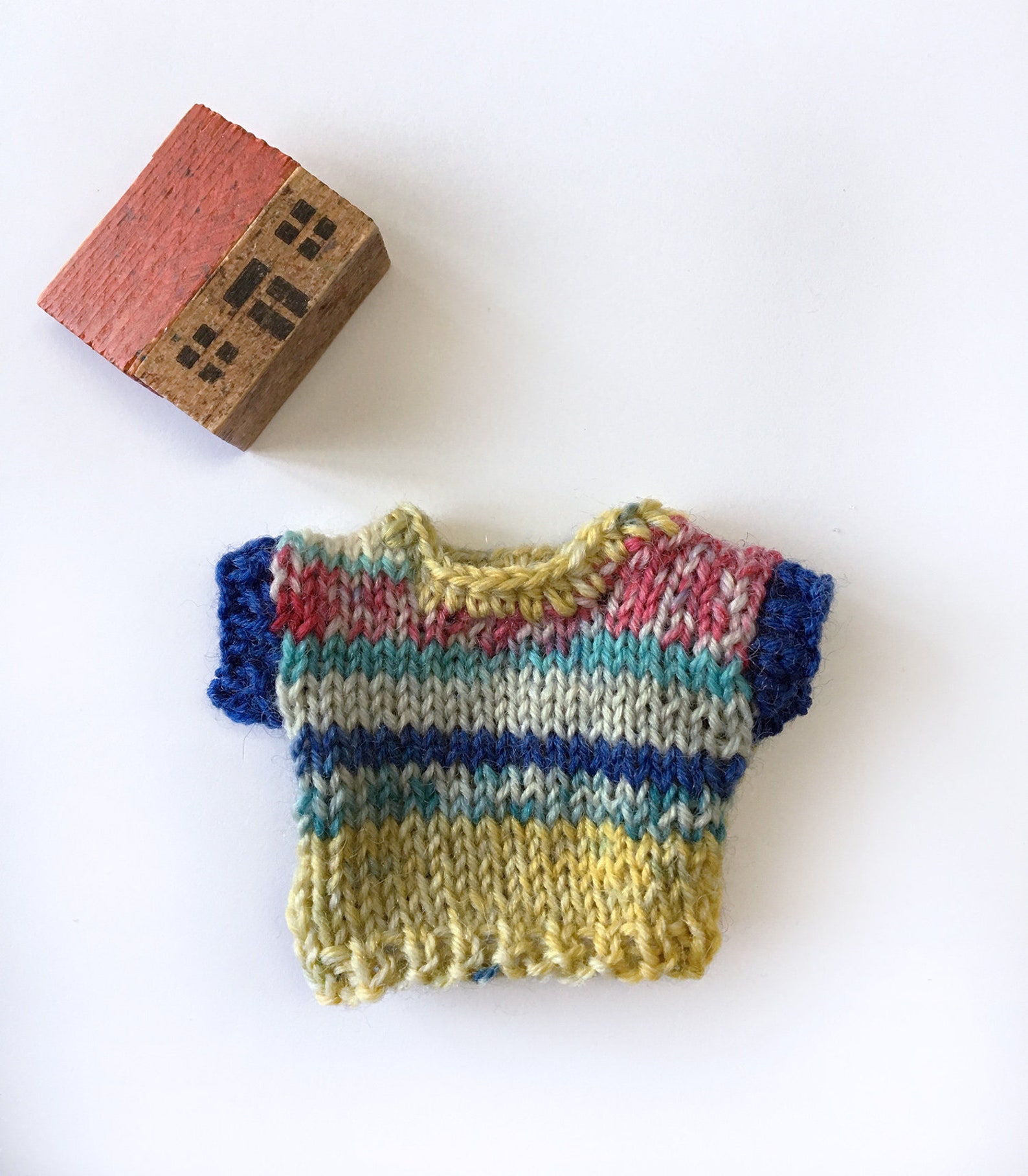 Miniature Knit Vest- Doll Clothes- Fair Isle- Turquoise, Red, Yellow ...