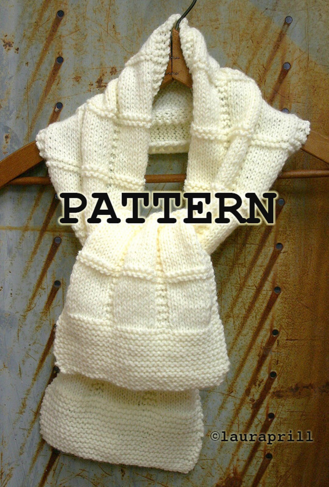 Scarf Knitting Pattern- Digital- PDF- Knit Grid Pattern- Adult Size ...