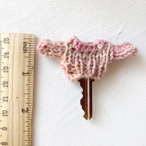 Key Sweater- 1 Inch Across Chest- Pink Tweed- Handmade Tiny Sweater ...