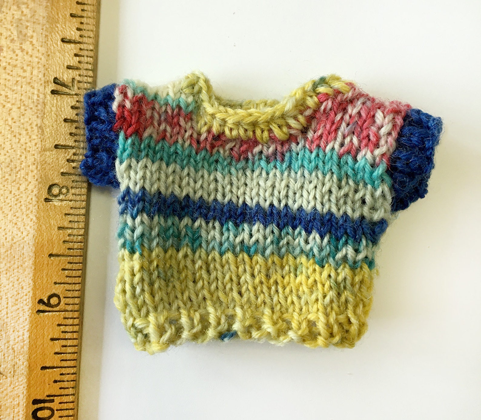 Miniature Knit Vest- Doll Clothes- Fair Isle- Turquoise, Red, Yellow ...